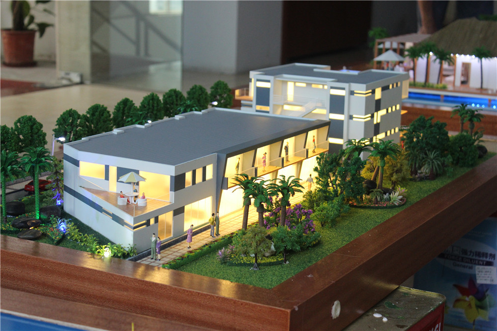 1 / 100 Scale Villa 3D Model Villa Resort Type Painted / Layered Color