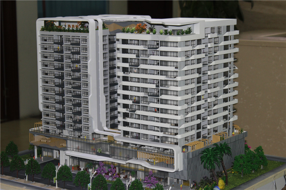 Small Scale House 3D Model With Model Trees / Figures Rendering Color