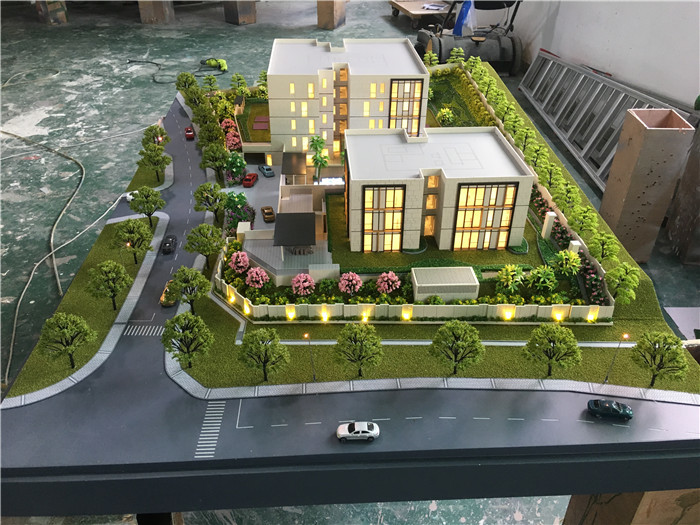 3d Residence Real Estate Model , Miniature Building Model With Trees ...